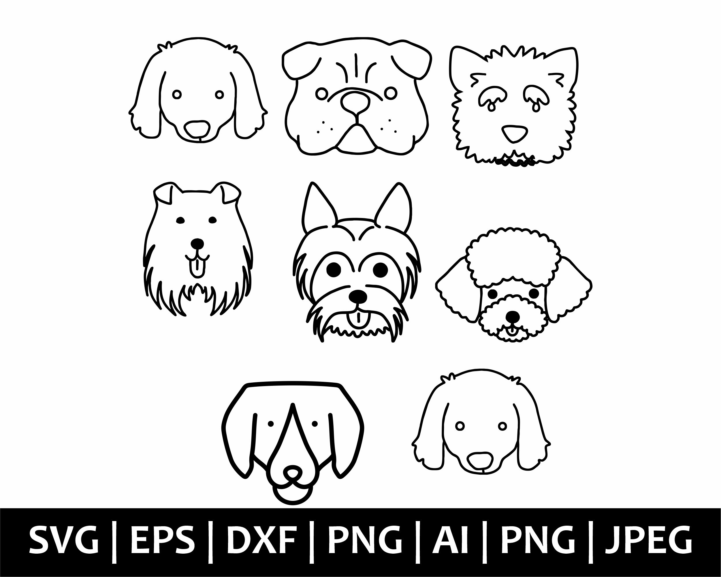 Cara de perro Svg Cabeza de perro Svg Cachorro Svg Razas de - Etsy México