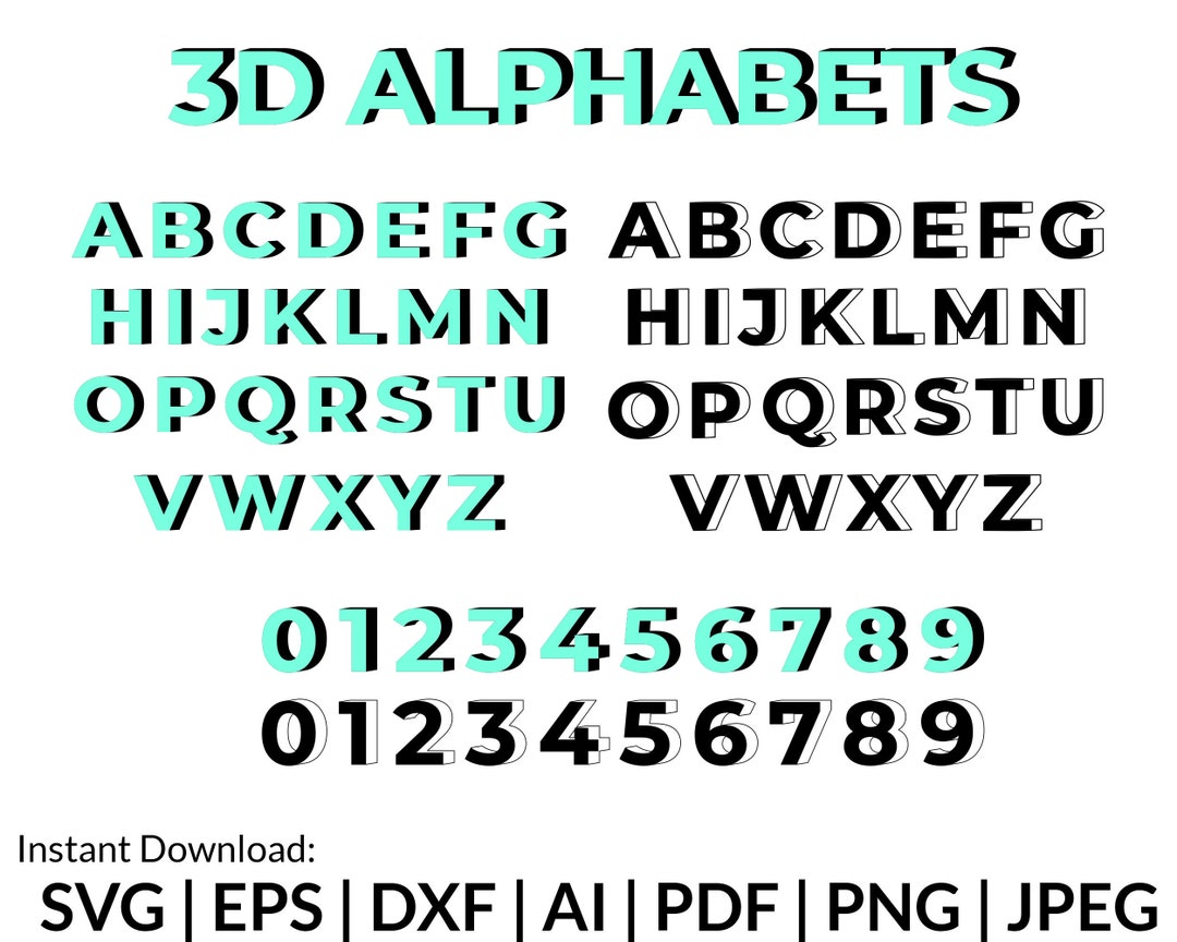 Shadow Alphabet Svg, Shadow Cursive Letter Svg, Angled Block Shadow Letters Svg, Shadow Letter ...