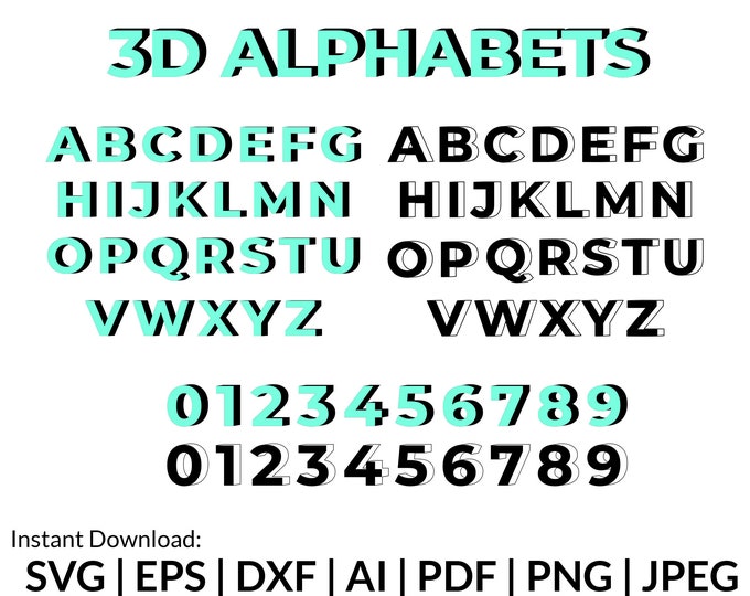 Shadow Alphabet Svg, Shadow Cursive Letter Svg, Angled Block Shadow ...