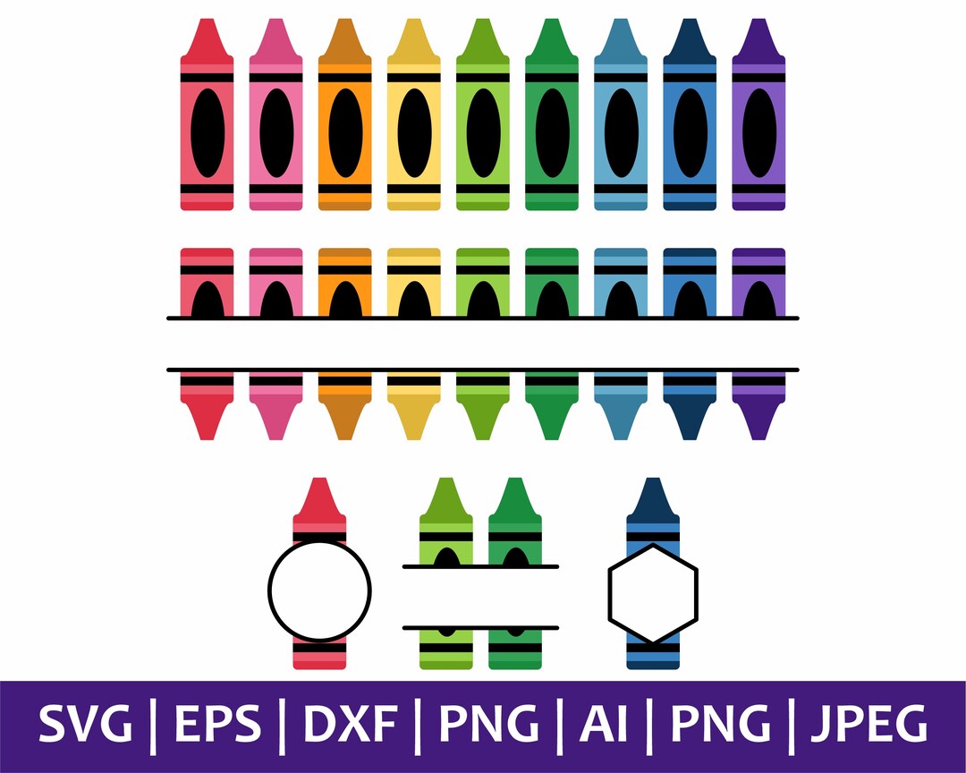 Crayon Split Monogram Svg, Crayon Svg, Teacher Monogram Svg, Crayon Set ...