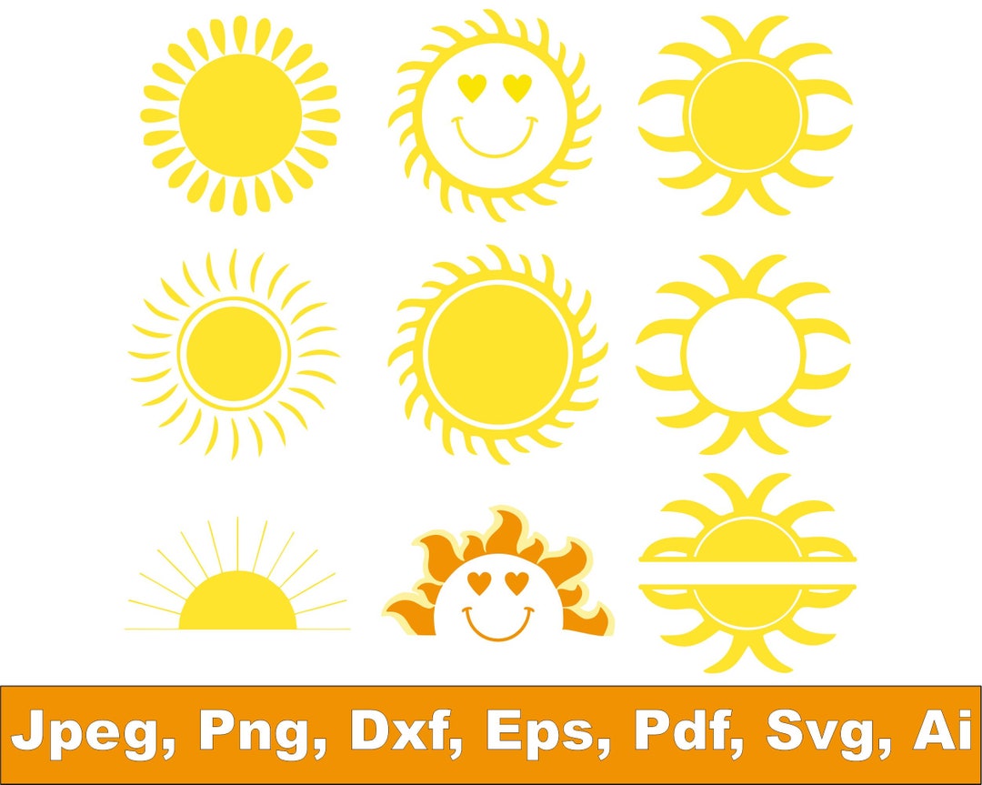 Sun Svg Bundle Svg, Sun Svg, Sung Monogram Svg, Sunshine Svg, Half Sun ...