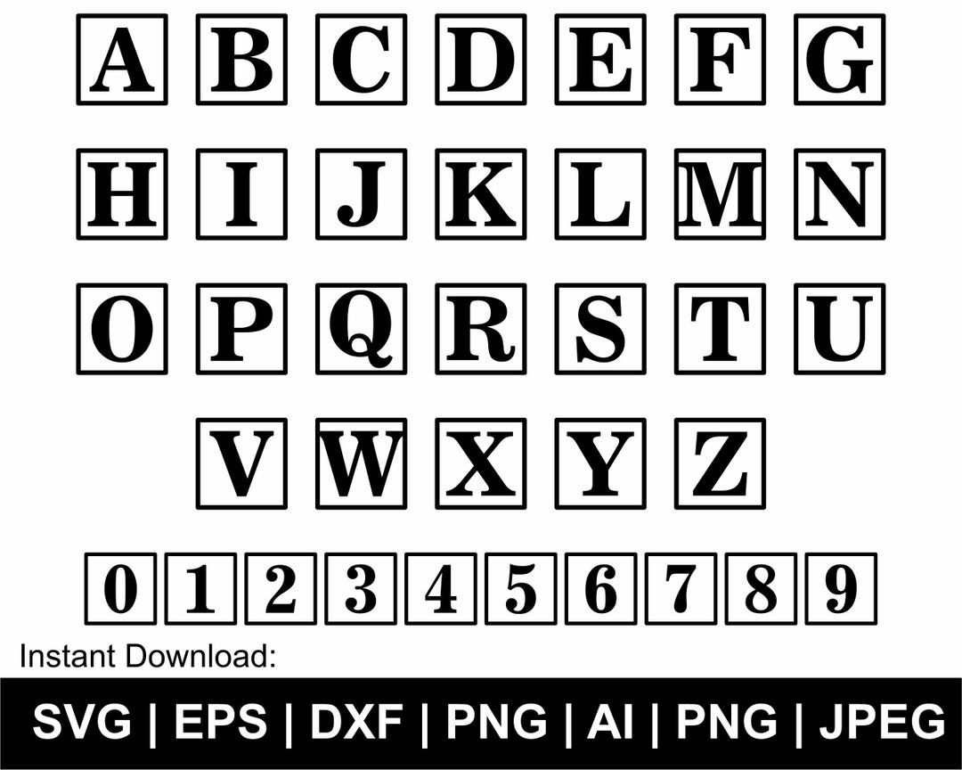 Block Alphabet Svg, Building Block Svg, Block Alphabet Clipart, Block ...