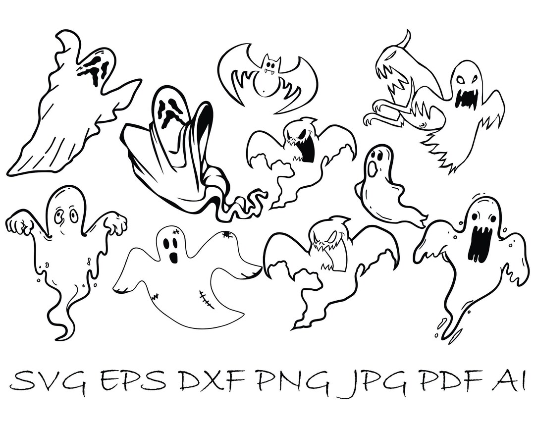 Ghost Svg, Halloween Ghost Svg Bundle, Horror Svg, Ghost Clipart, Scary ...