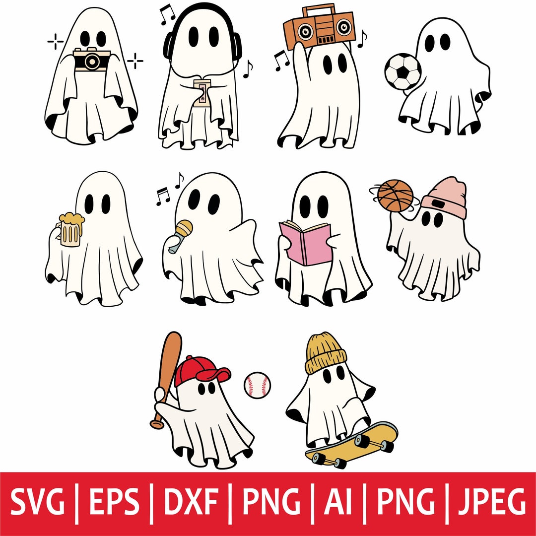 Сute Ghost Svg Bundle, Ghost Svg, Halloween Svg, Boo Svg, Stay Spooky ...