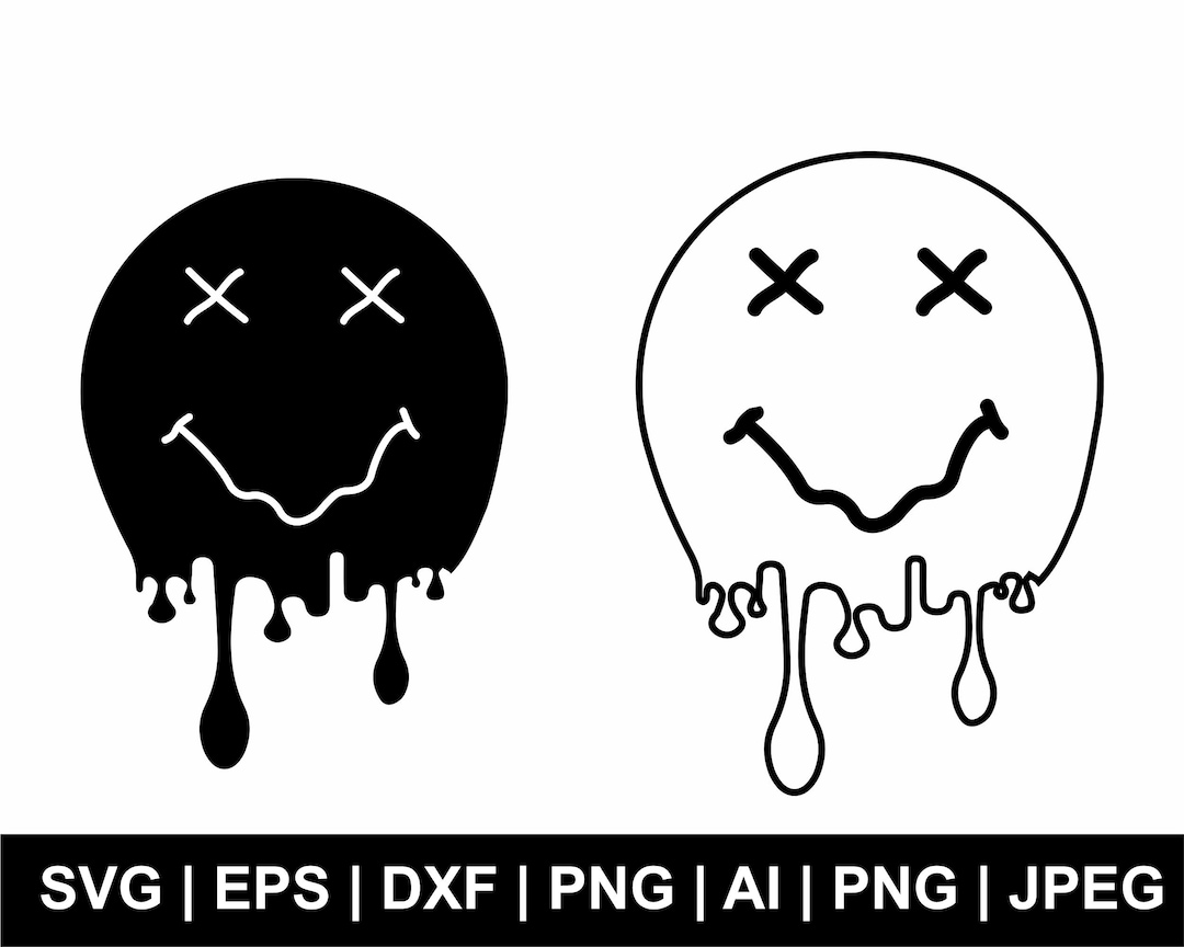Drippy Smiley Svg Smiley Face Svg Happy Face Svg Emoji Svg - Etsy