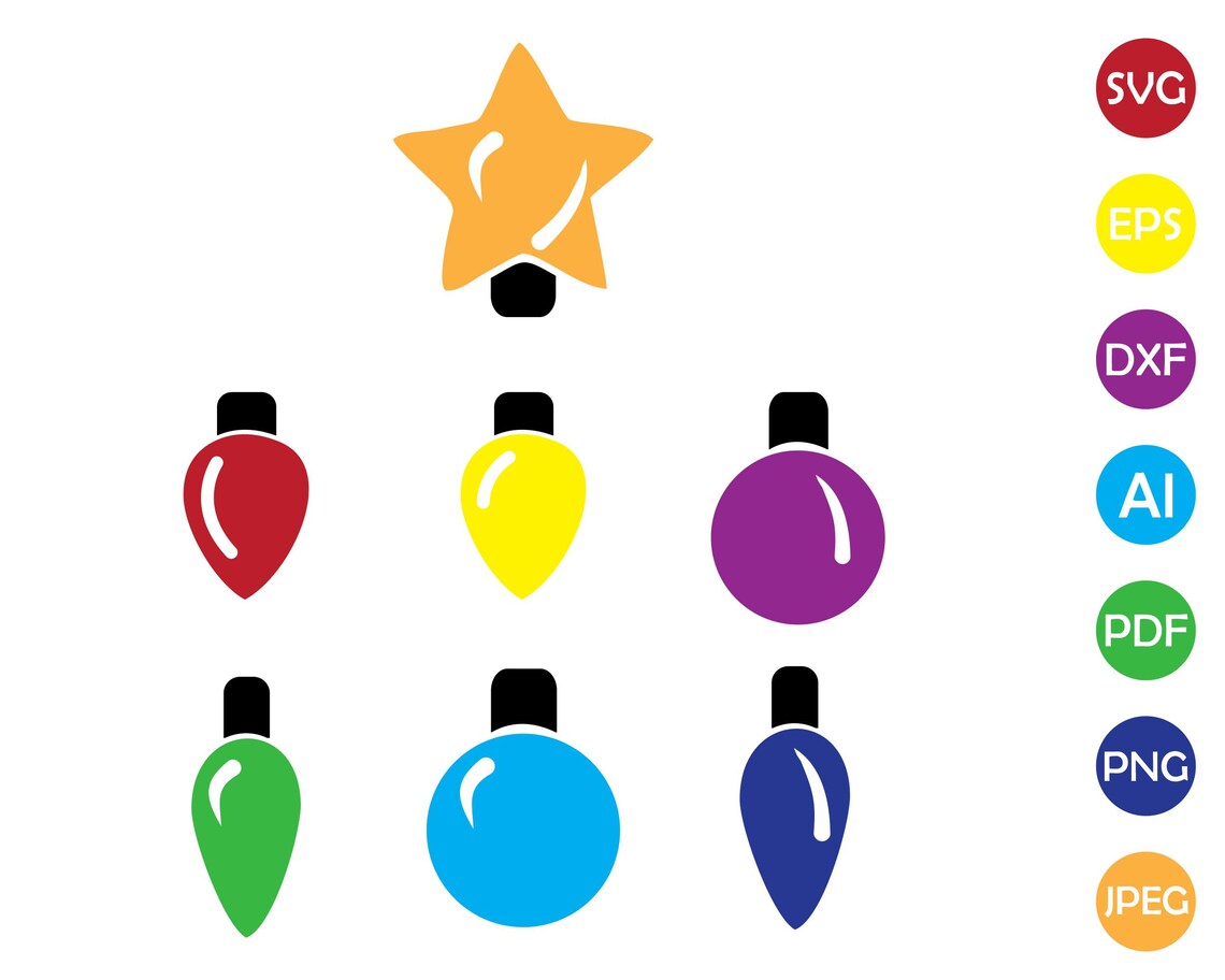 Christmas Lights Svg, Lights Svg, Bulb Svg, Christmas Svg, Light Strand ...