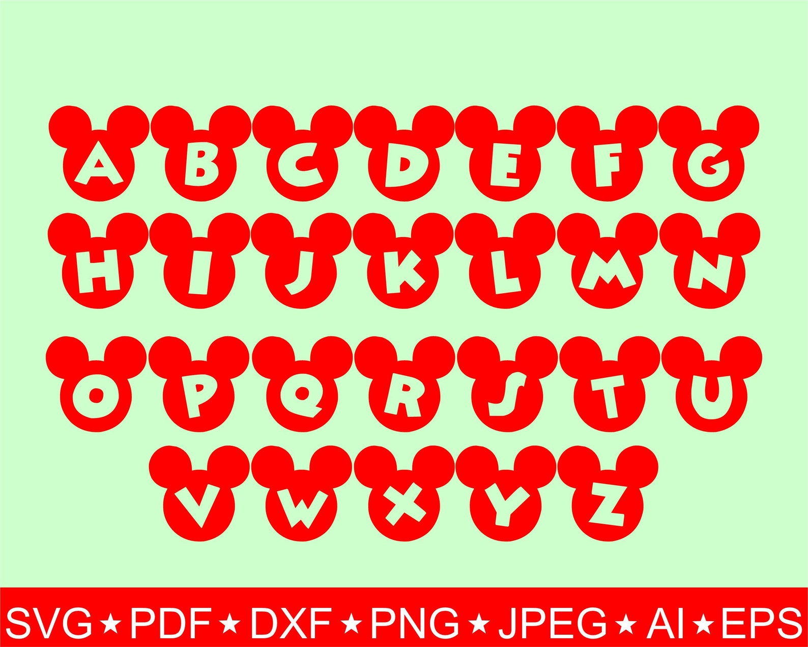 Mickey Minnie Font Alphabet Svg Mouse Font Letters Svg - Etsy Canada