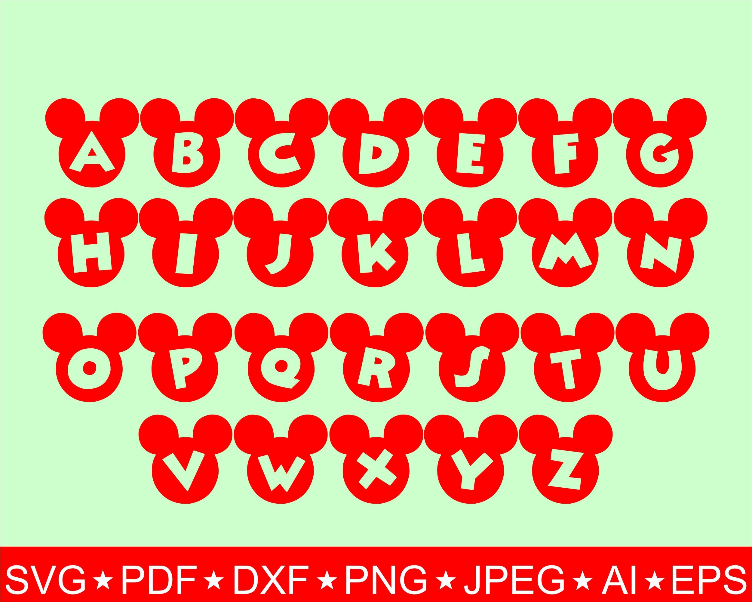 Mickey Minnie Font Alphabet Svg Mouse Font Letters Svg - Etsy
