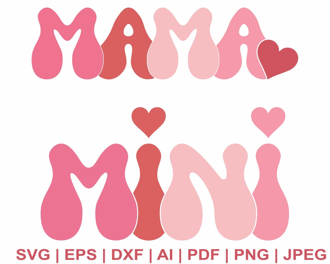 Mama Mini Svg, Retro Svg, Mama Svg, Mom Life Svg, Heart Svg,mom and ...