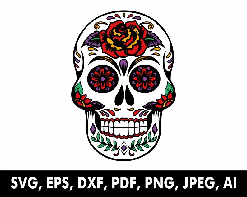 Skull Svg Skull Flower Svg Skull Head Svg Sugar Skull - Etsy