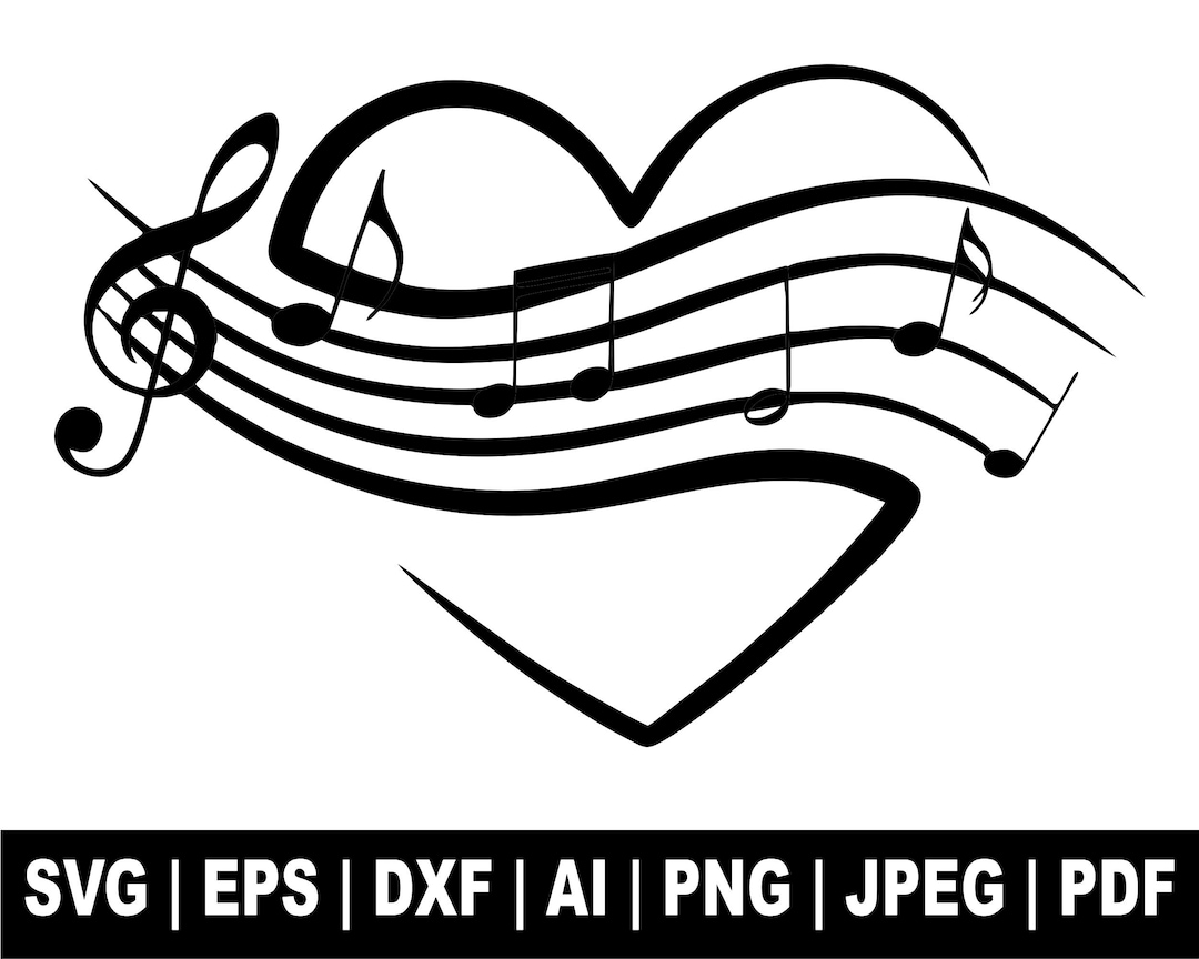 Heart Music Notes Svg, Music Note Svg, Heartbeat Svg, Musical Notes Svg ...
