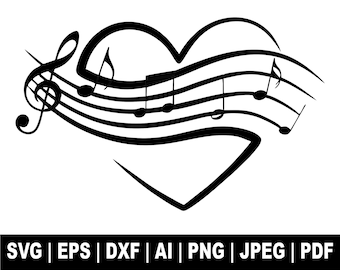 Heart Music Notes Svg, Music Note Svg, Heartbeat Svg, Musical Notes Svg ...