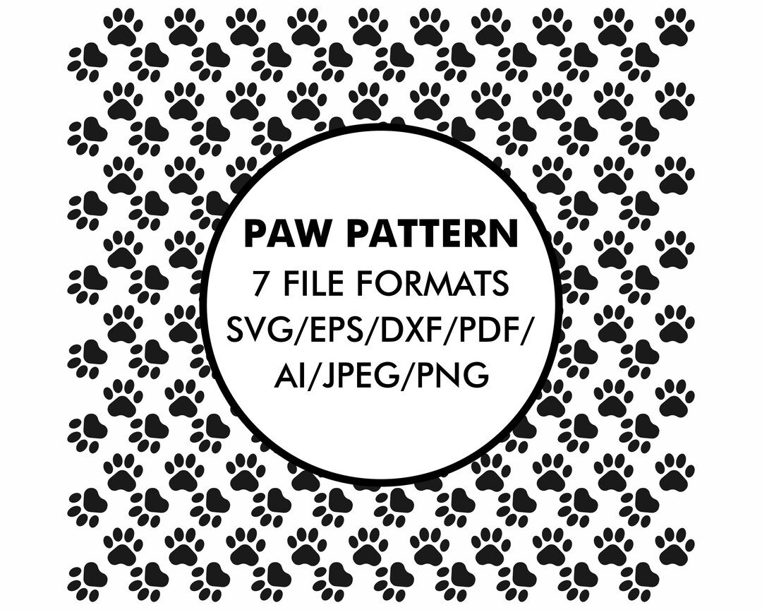 Paw Seamless Pattern Svg, Paw Print Svg, Dog Paw Print Svg, Paw Svg ...