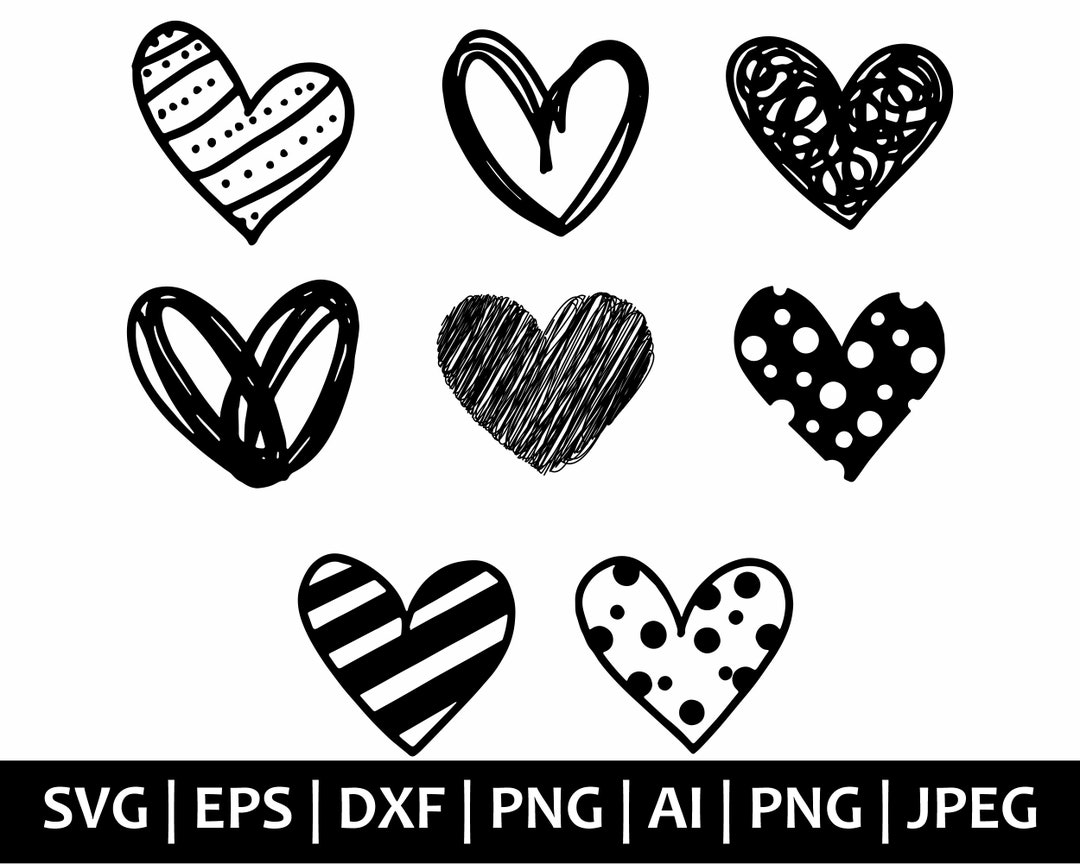 Heart Svg Bundle, Heart Svg, Ketch Heart Svg, Love Svg, Doodle Heart ...