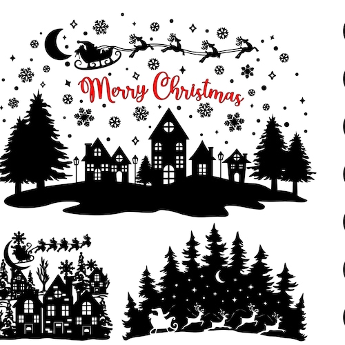 Santa SVG Cut File for Cricut Christmas Scene Svg Starry - Etsy