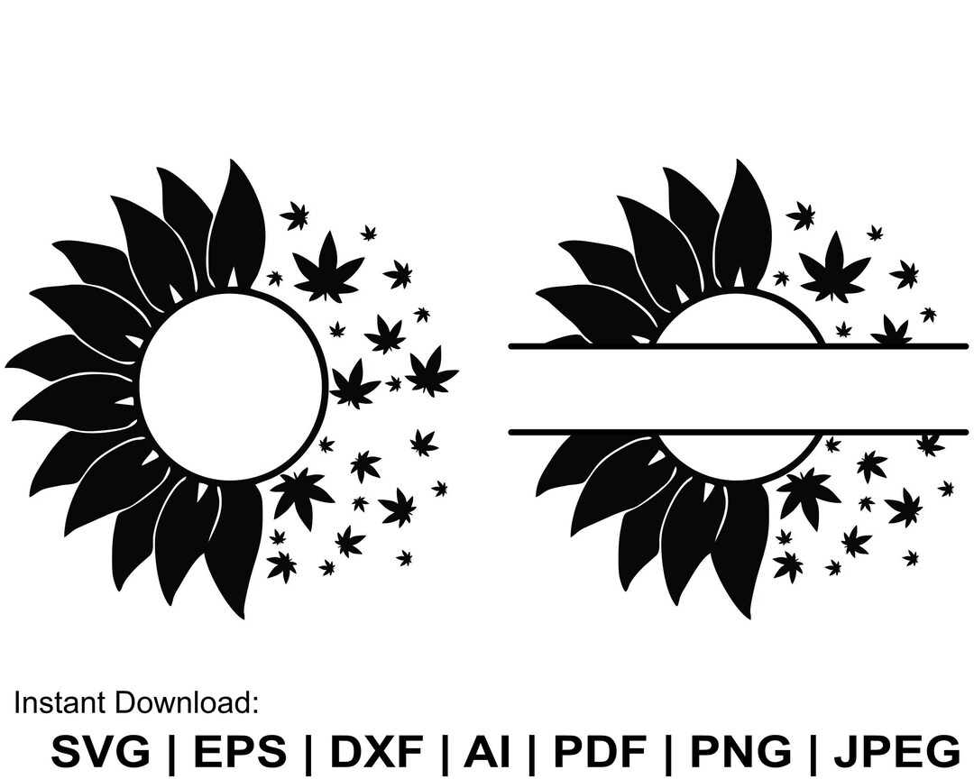 Sunflower Svg, Flower Svg, Sunflower Split Monogram Svg, Half Sunflower ...