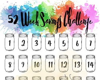 52 Week Savings Challenge Planner Stickers Savings Stickers Mason Jar ...
