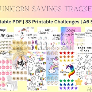 Unicorn Savings Challenge Bundle - Etsy