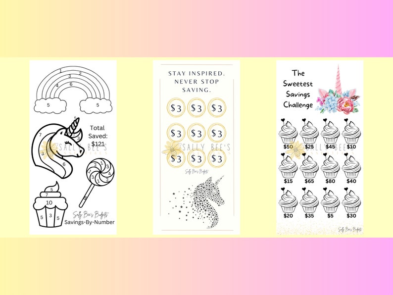 Unicorn Savings Challenge Bundle - Etsy