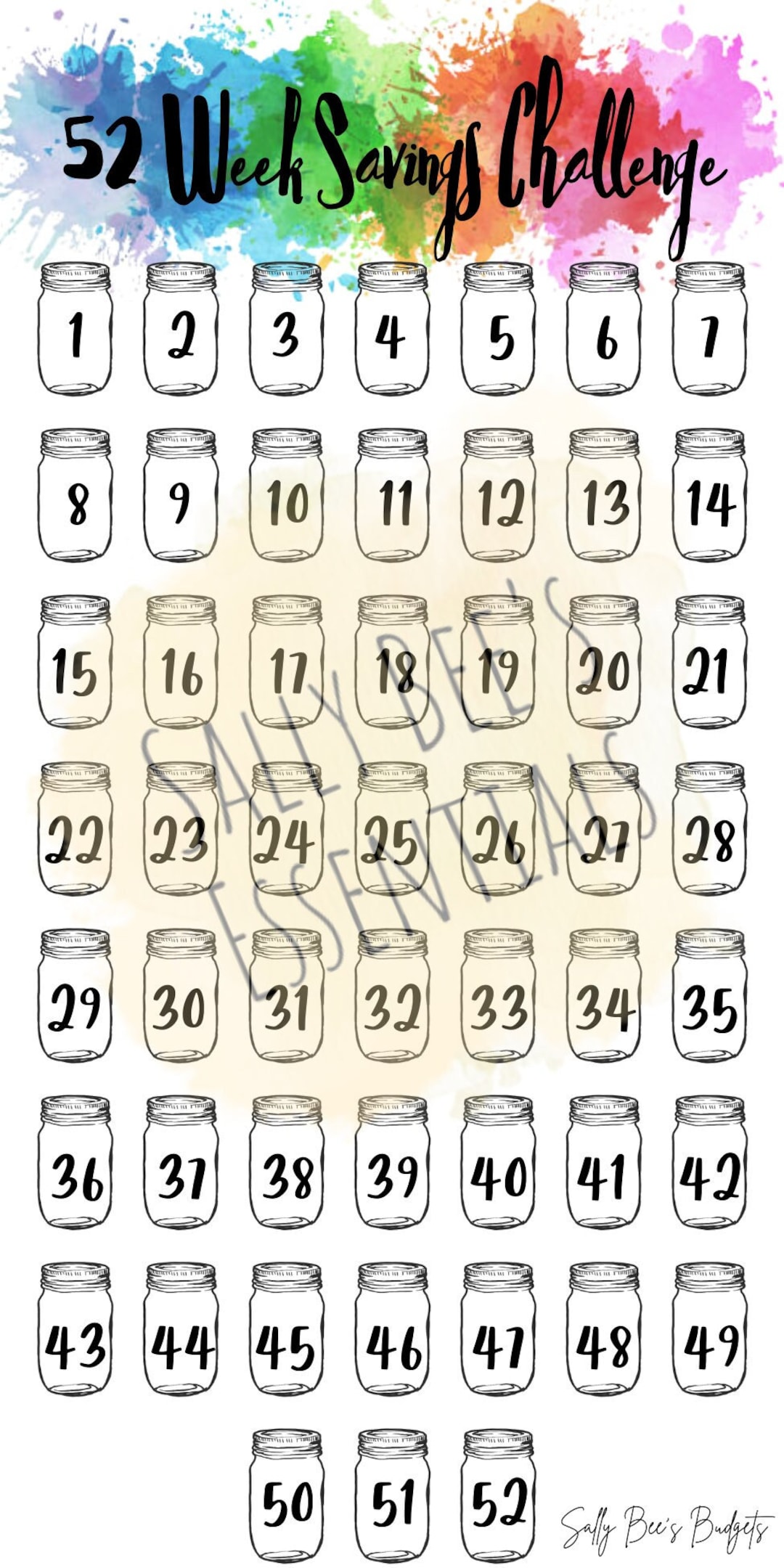 52 Week Savings Challenge - Etsy