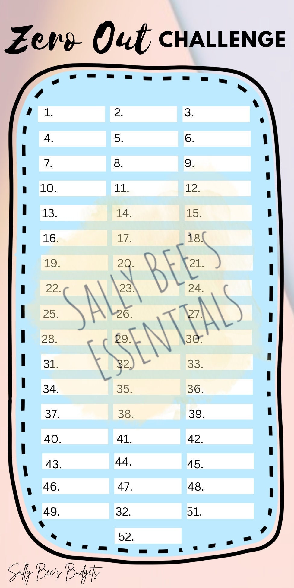 Zero Out Savings Challenge - Etsy