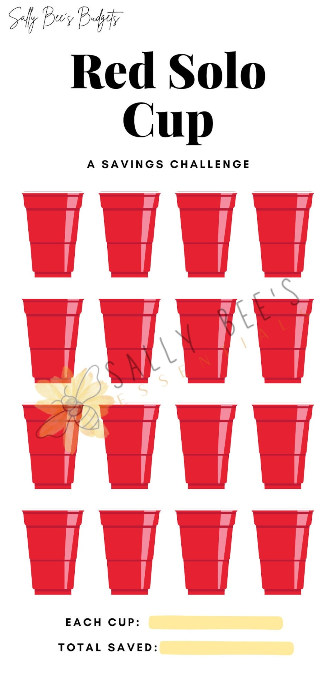 Red Solo Cup Savings Challenge - Etsy