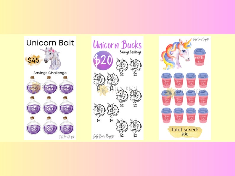 Unicorn Savings Challenge Bundle - Etsy