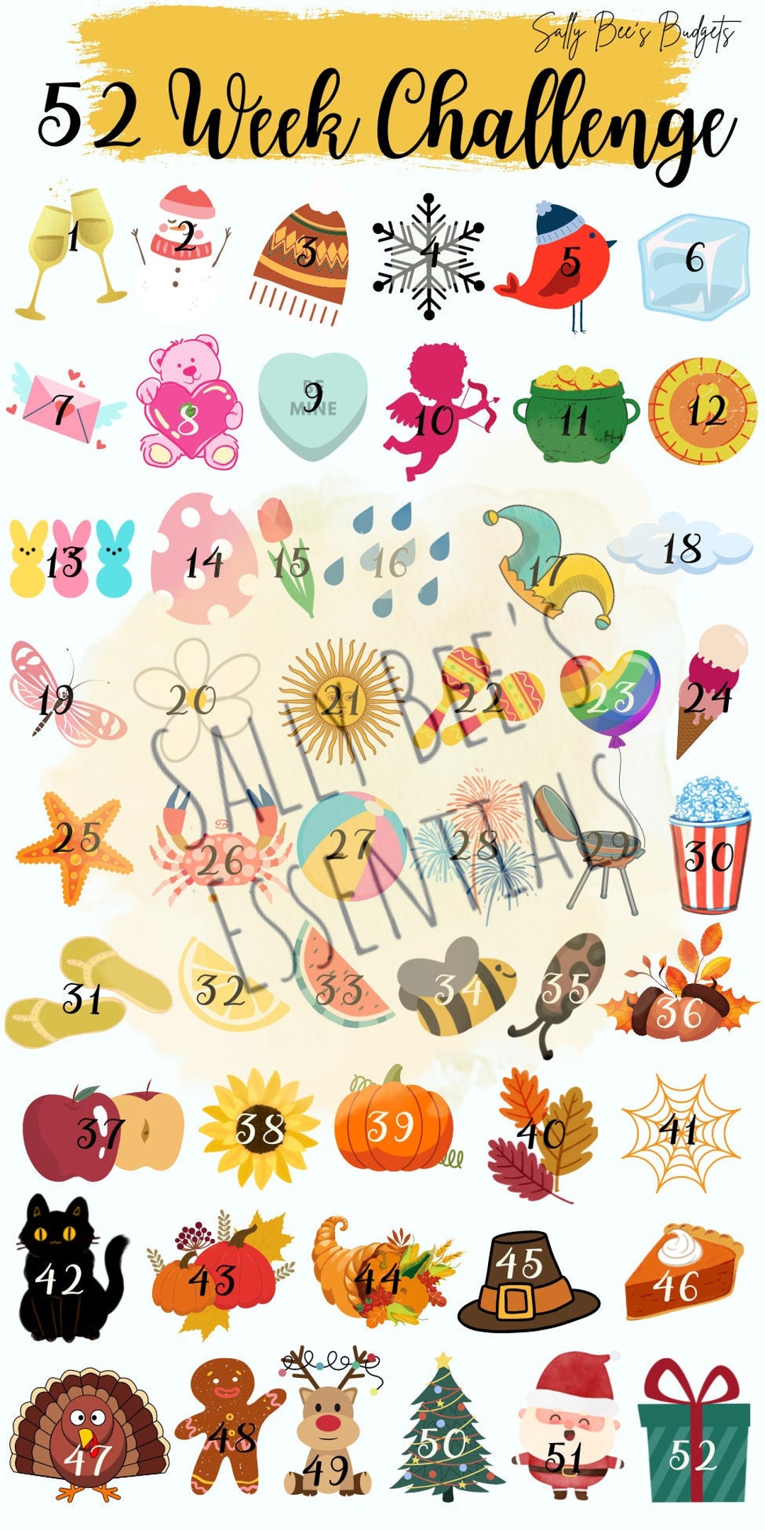 52 Week Savings Challenge - Etsy