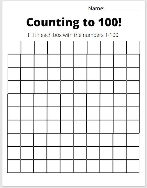 Educational Counting to 100 Math Worksheet Printable PDF - Etsy