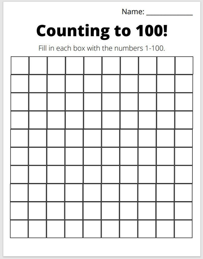 Educational Counting to 100 Math Worksheet Printable PDF - Etsy