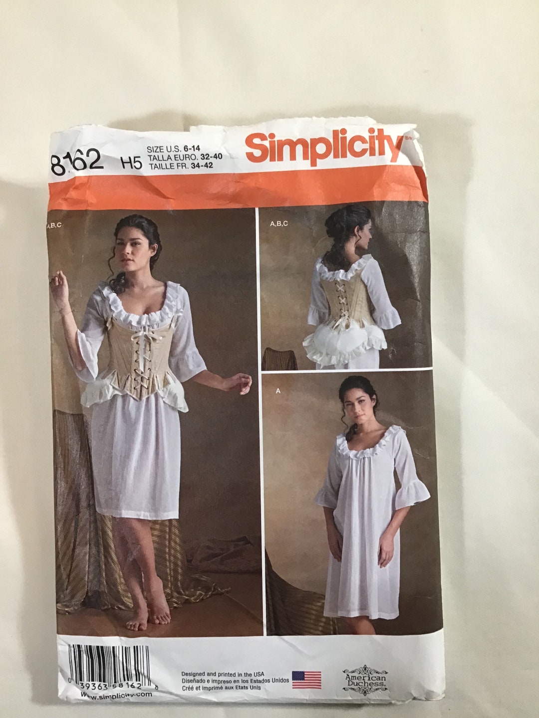 Simplicity Pattern #8162 Vintage 18th Century Undergarments Sizes 6-14 ...