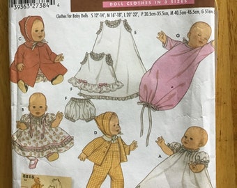 Simplicity Sewing Patterns for Dummies 5554 Baby Doll Clothes in Three ...