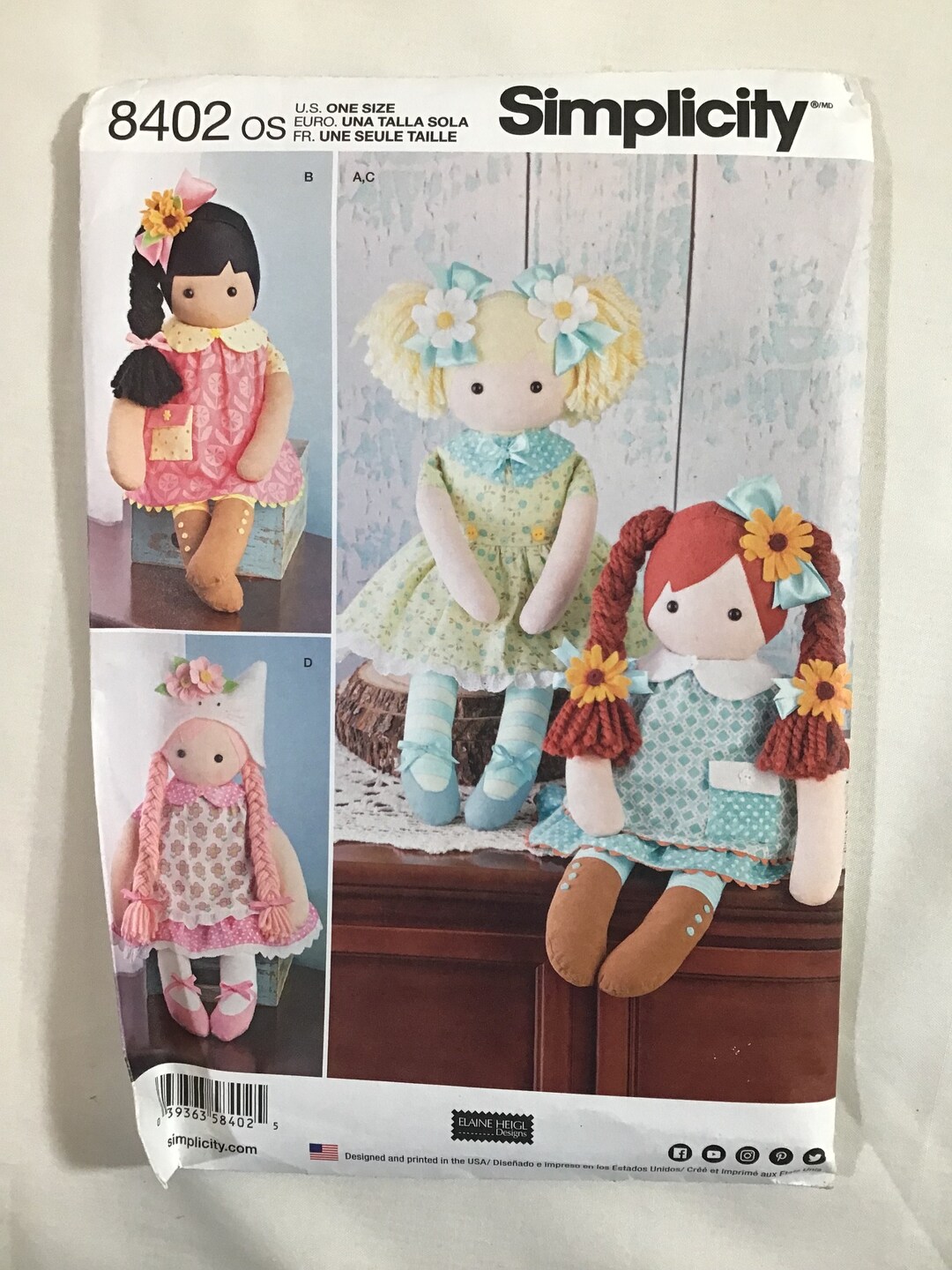 Simplicity Pattern #8402 23" Stuffed Dolls With Clothes - Etsy