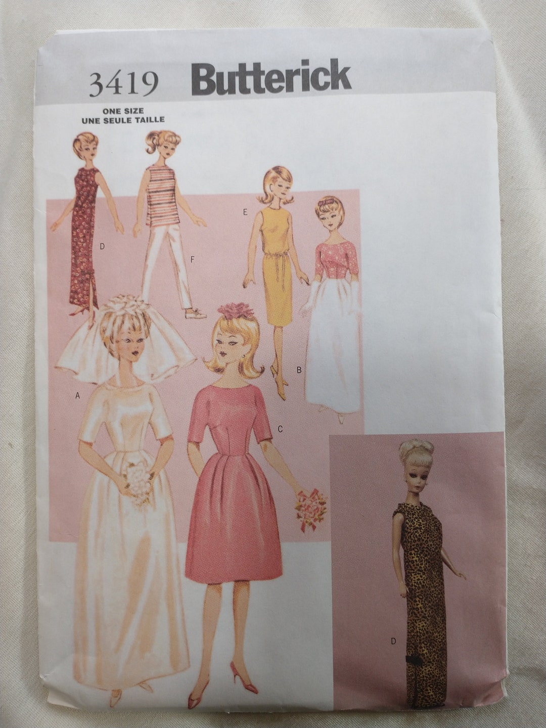 Butterick Pattern 3419 Retro Fashion Doll Clothes Circa 1964 - Etsy