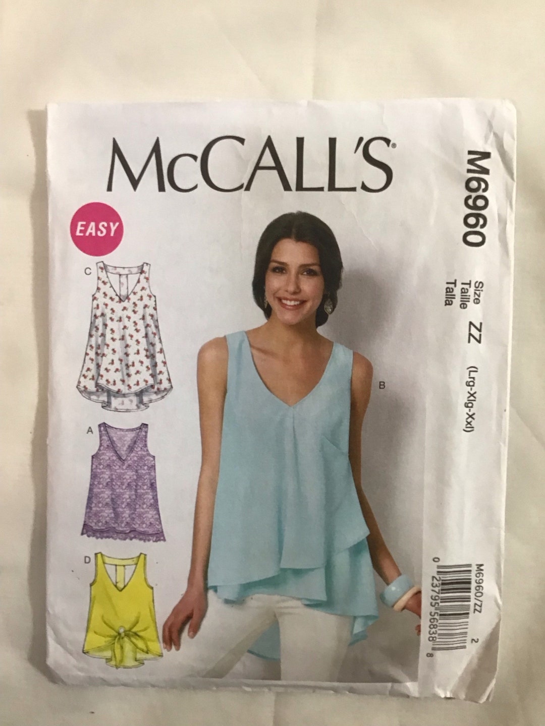 Mccall's Pattern #M6960 Misses Tops and Tunics Sizes Lrg-xlg-xxl - Etsy