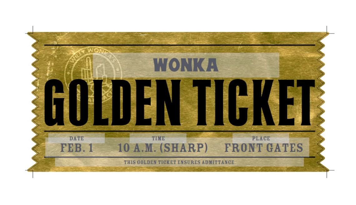 Customizable Golden Ticket to Print: Charlie and the Chocolate Factory ...