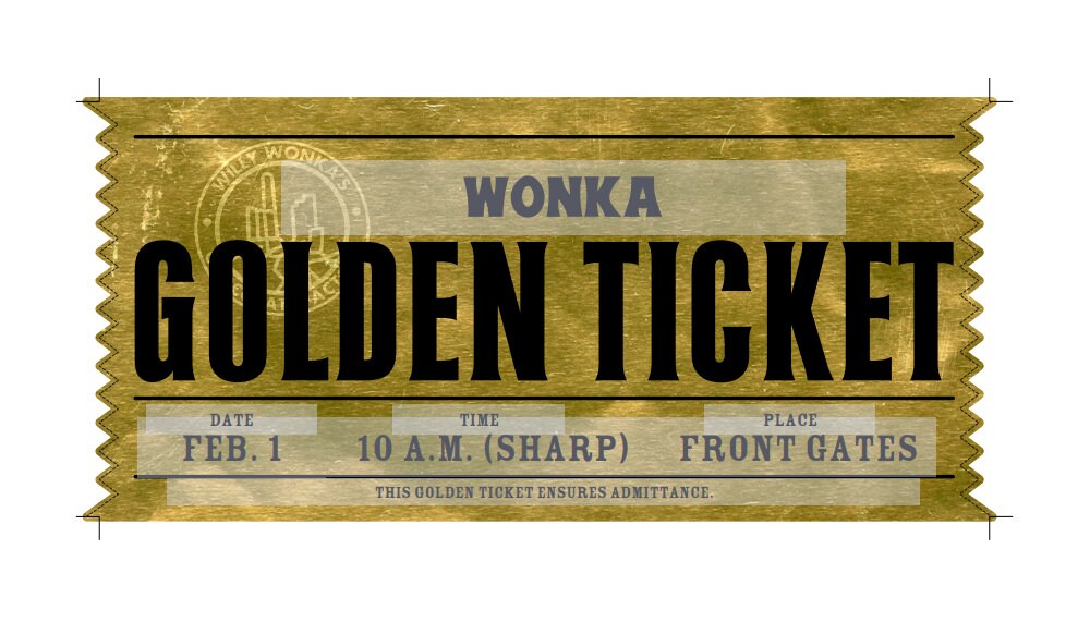 Customizable Golden Ticket to Print: Charlie and the Chocolate Factory ...