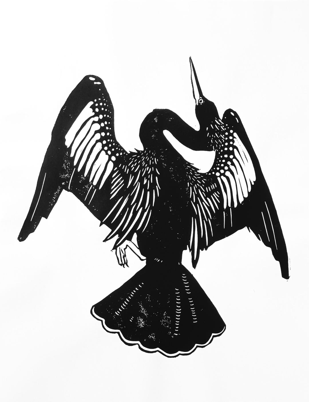 Anhinga - Linocut Print - Etsy