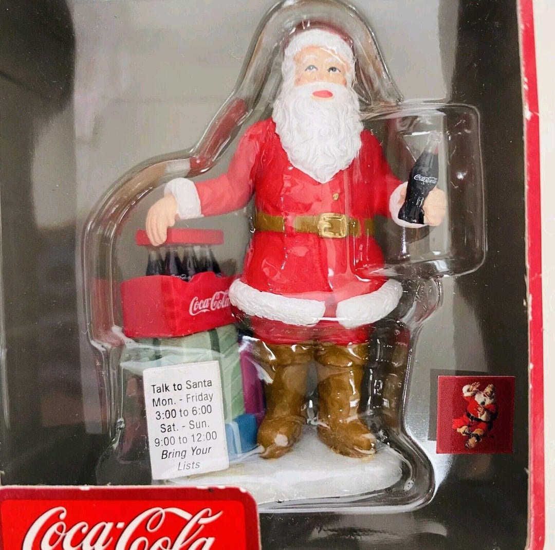 Coca-cola Town Square Collection Santa Claus Figure Talk to Santa Sign ...