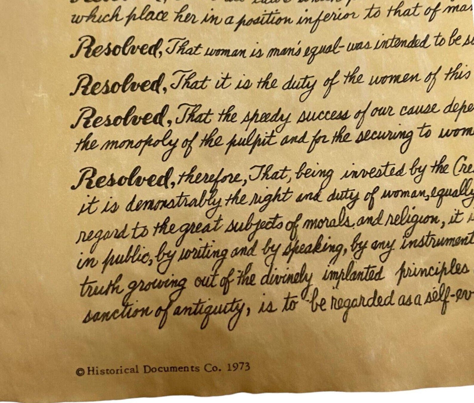 A Woman's Declaration of Independence 1848 Reproduction Document ...