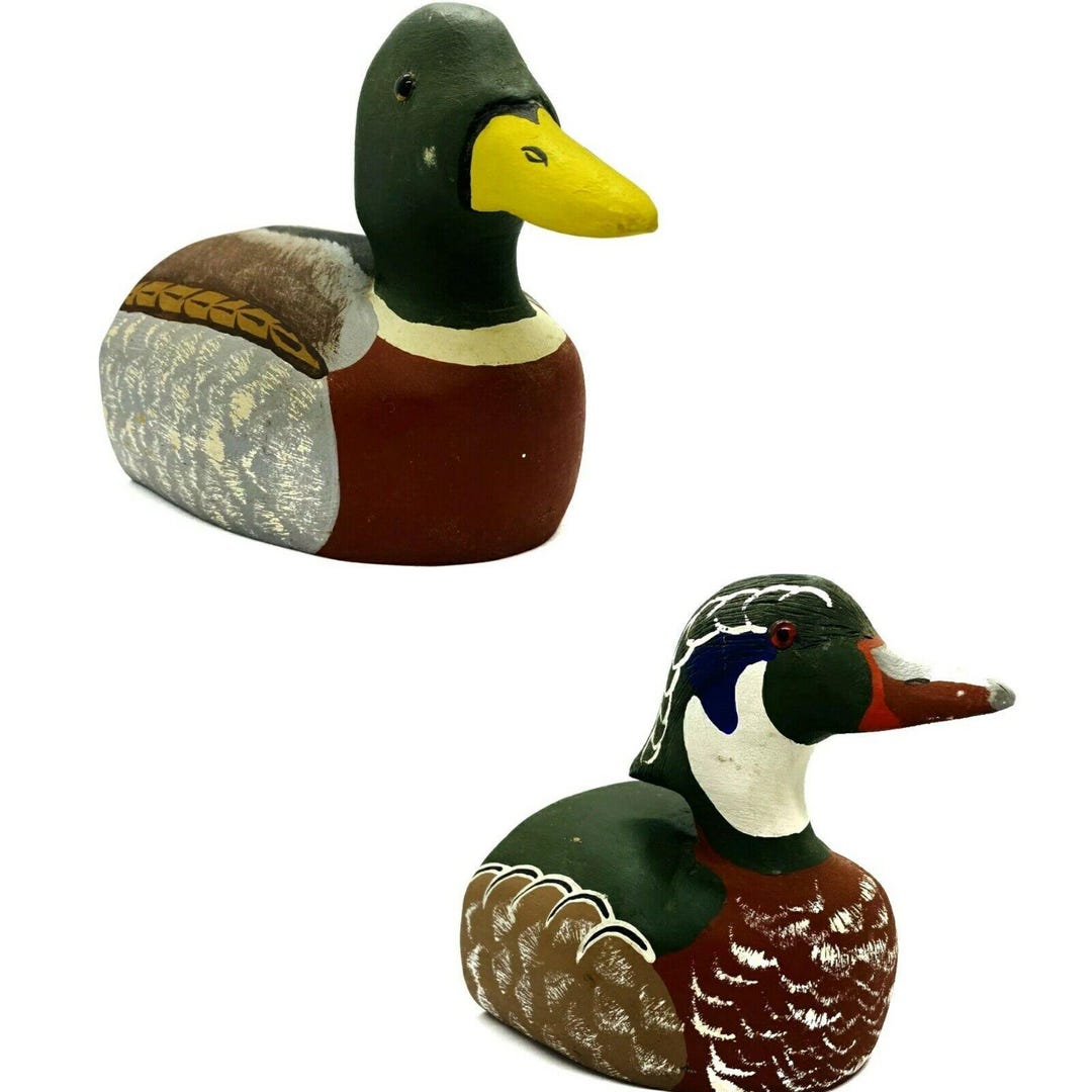 J.C Edwards Wooden Mallard and Drake Half Ducks Decoy/ Decoration ...