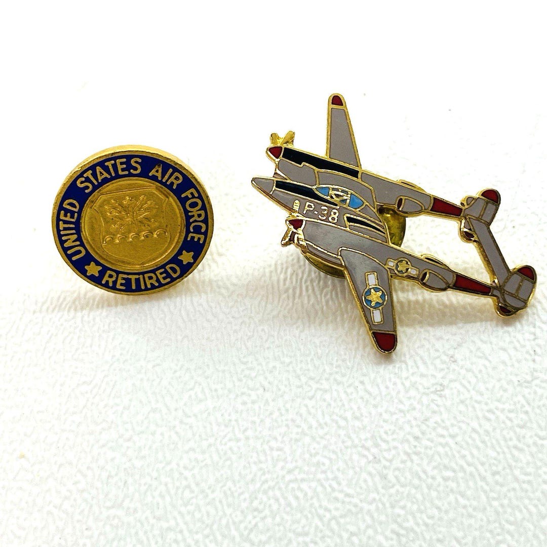 United States Air Force Retired & Lockheed P-38 Lightning Aircraft Pins ...