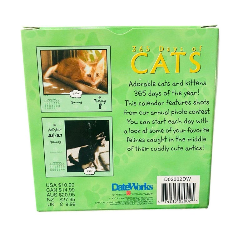 365 Days of Cats Kittens 2002 Day at a Time Desk Calendar Feline by ...