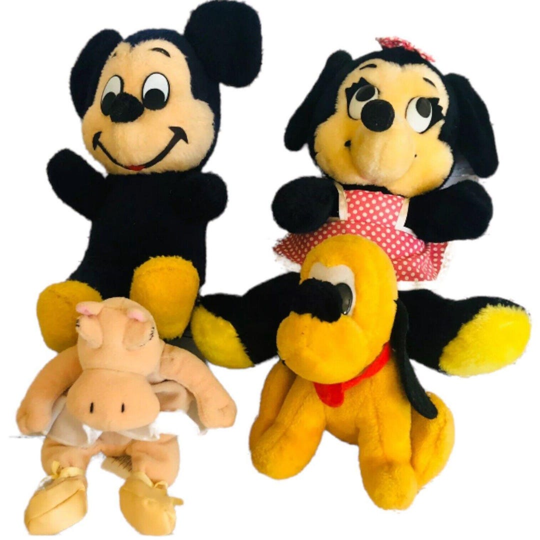 Vintage Mickey Minnie Hippo Pluto Walt Disney Characters Plush Toy ...