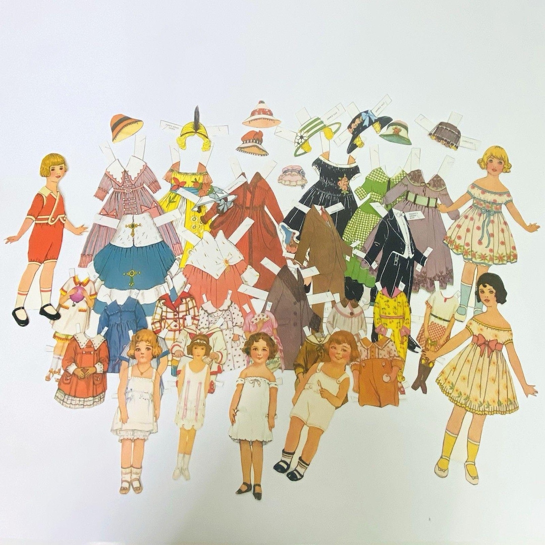 Vintage Paper Dolls & Clothes Set Collectible Children's Play Toy ...
