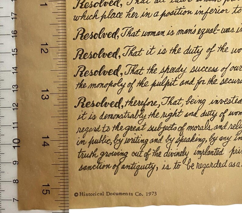 A Woman's Declaration of Independence 1848 Reproduction Document ...