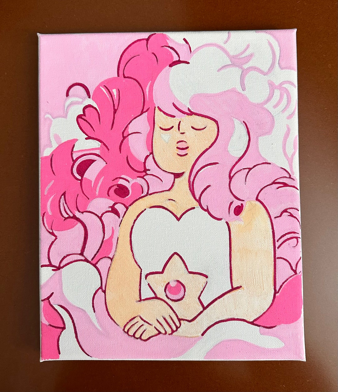 Hand Painted Rose Quartz Painting - Etsy