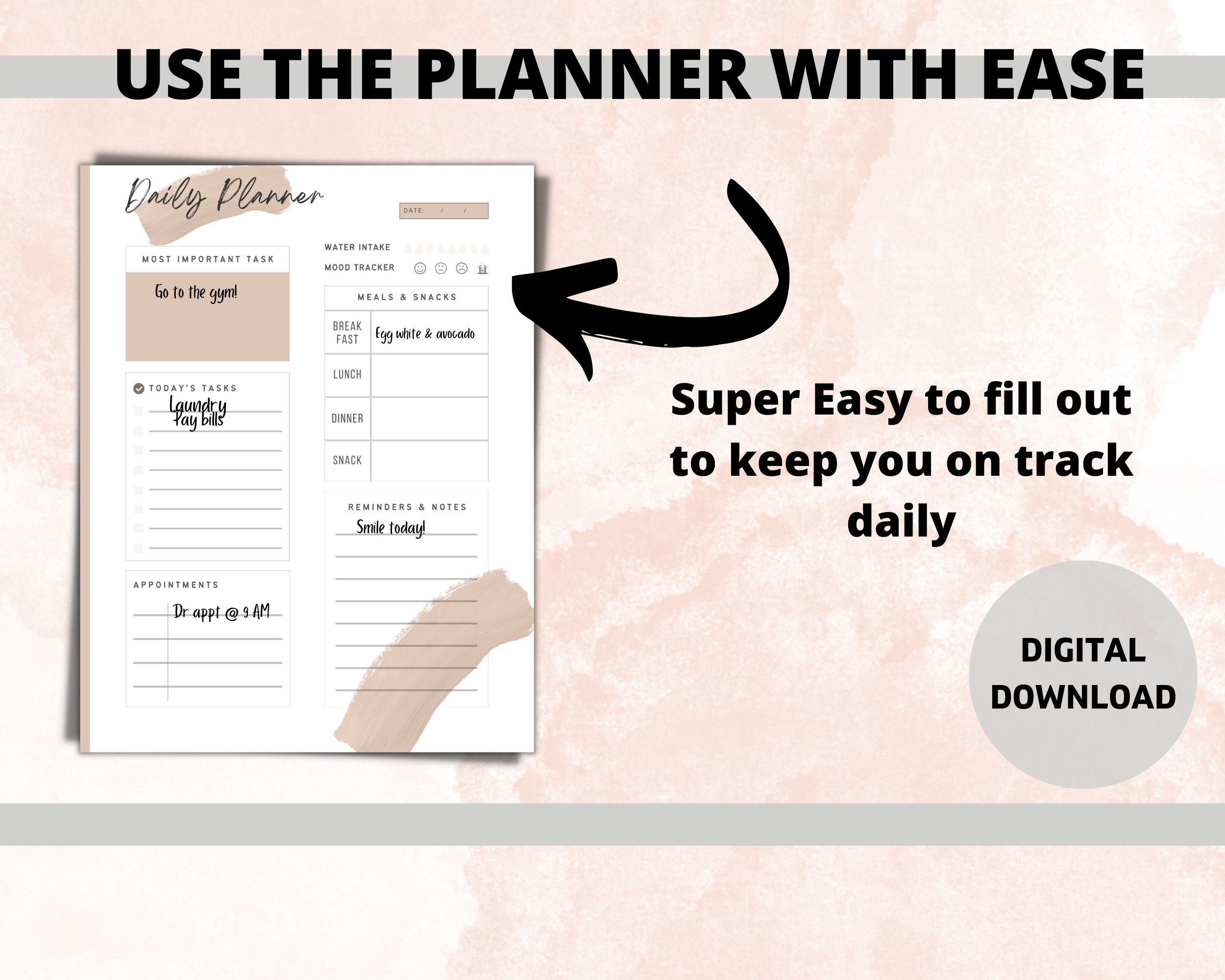 PRINTABLE DAILY PLANNER | to Do List | Printable Productivity Day ...