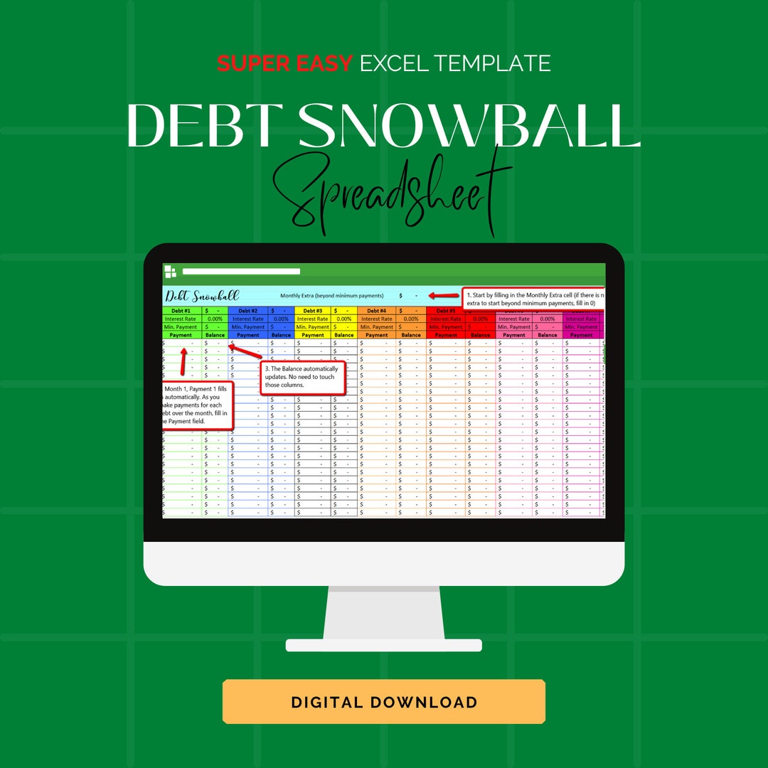 EASY Debt Snowball Excel Spreadsheet Debt Payoff Tracker Excel Debt ...