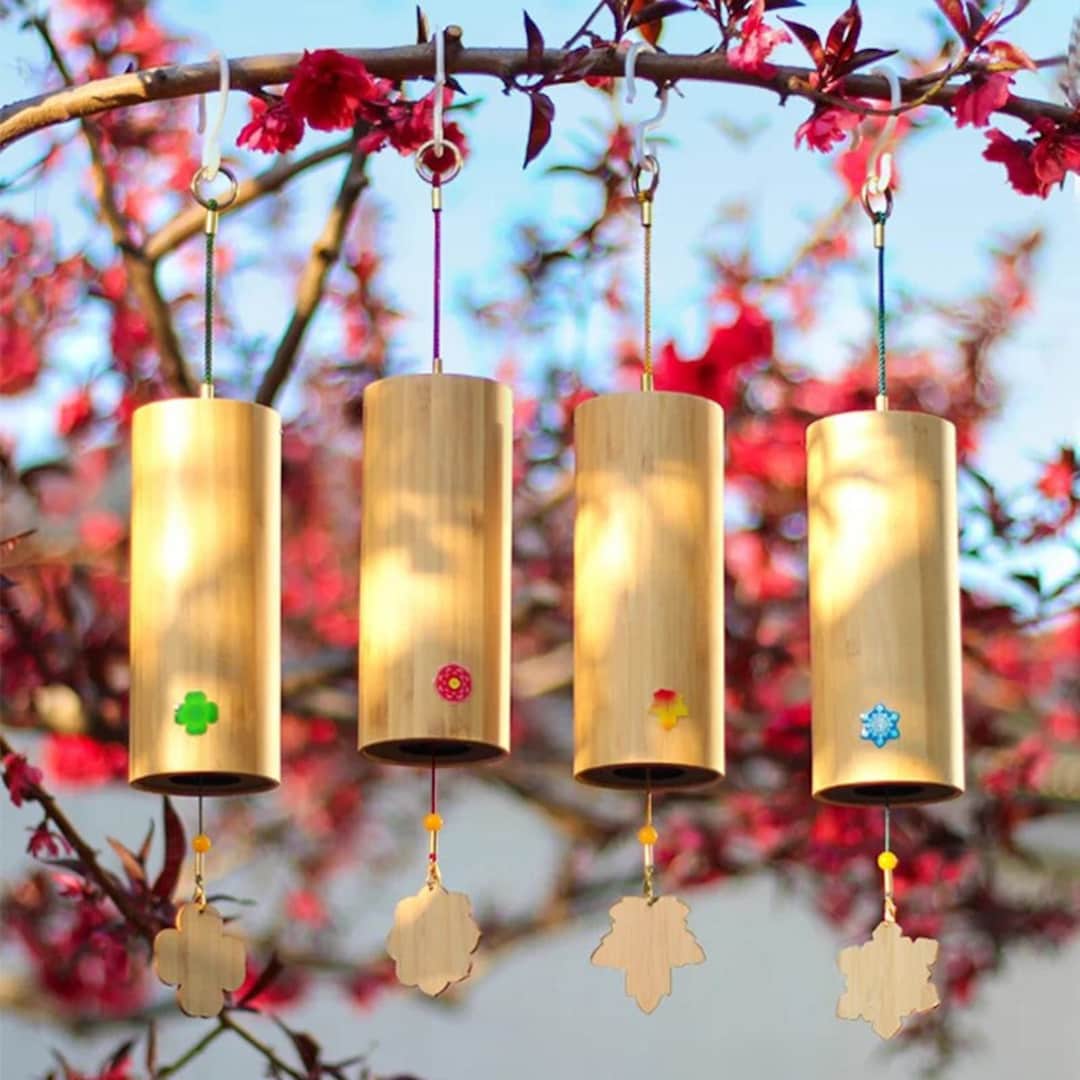 Japanese Bamboo Chord Wind Chimes for Sound Healing, Wood Handbells for ...